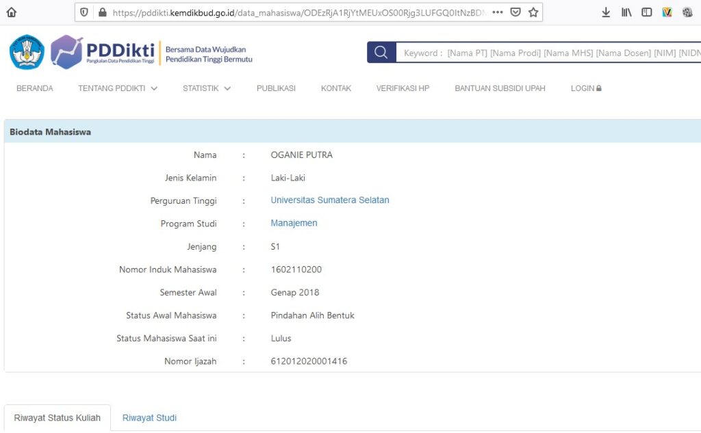Cara mencetak (print out) terdaftar dipangkalan data perguruan tinggi – Alumni